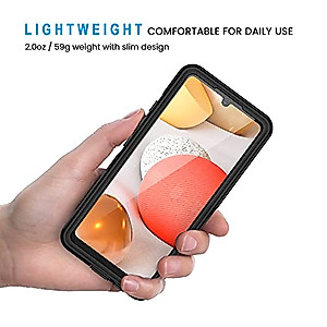 Lanhiem Samsung Galaxy A42 5G Case, IP68 Waterproof Dustproof Shockproof Case with Built-in Screen Protector, Full Body Sealed Underwater Protective Cover for Samsung A42 5G, Black/Clear