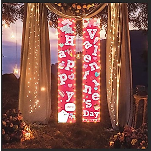 90shine 2PCS Valentines Day Decorations Lighted Banners - Valentine Door Porch Signs Heart Love Hangings Wall Decor Party Supplies(Not Batteries Included)