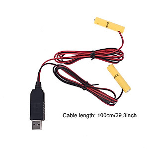 fengchensety Universal 1m Dual AAA Battery Eliminator US Plug USB Power Supply Adapter Replace 1.5V AAA 3V 2AAA 4.5V 3AAA 6V 4AAA Battery for Household Electric Toys Fan Holiday Lights and More