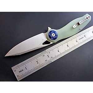 Eafengrow EF76 Ball Bearing Folding Knife for Camping EDC Pocket Knife with G10 Handle & D2 Stone-washed Blade Hunting Outdoor Tool (EF76-jade)