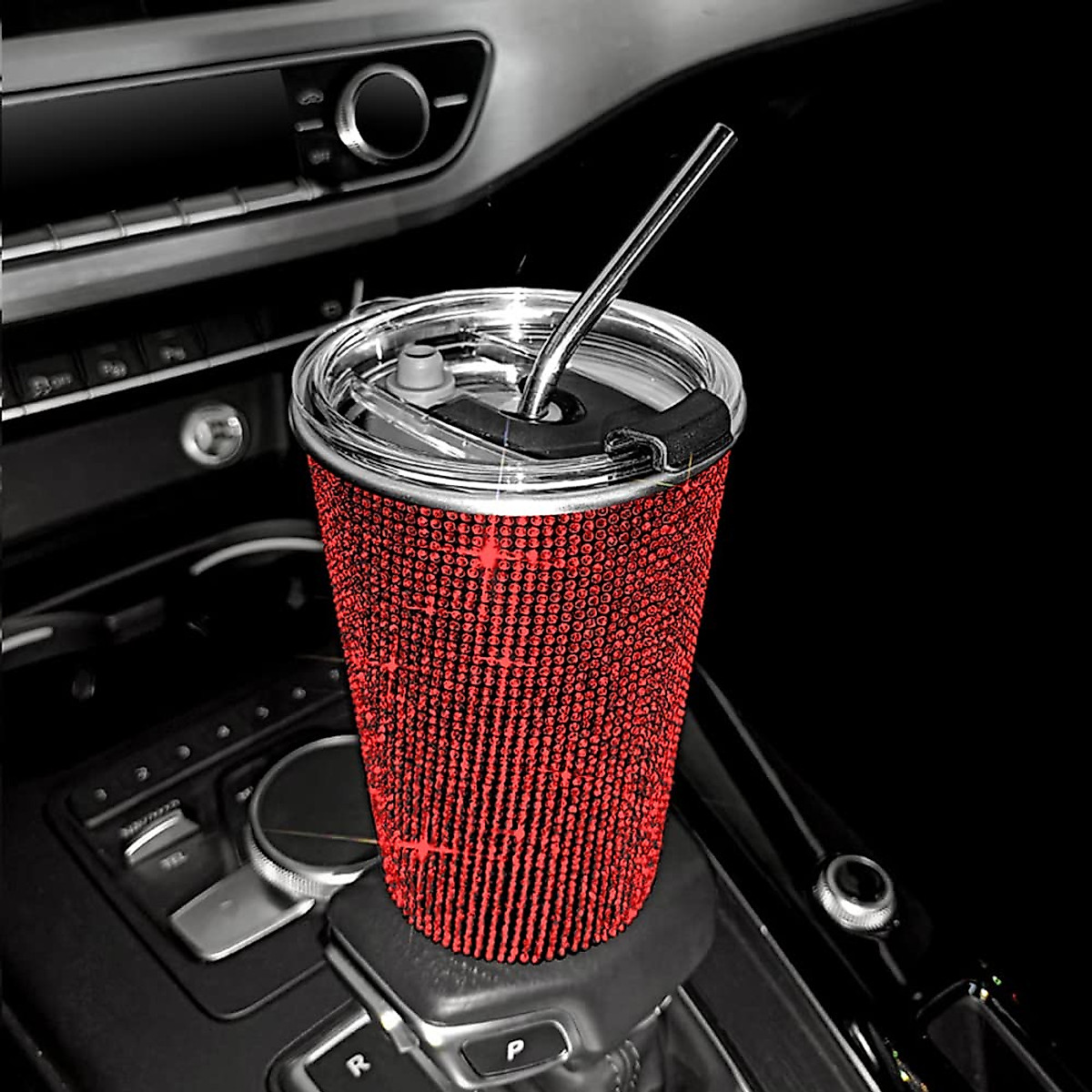 Zcargel Bling Drink Coffee Mug, Crystal Drink Cup 20 Oz Stainless Steel Straw Coffee Cup Travel Mug Leak-proof Insulated Coffee Mug With Straw Water Cup Straight Cup For Home Office