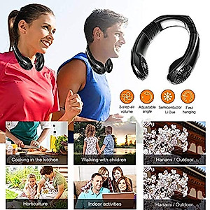 Honsy Portable Personal Air Conditioner Neck Fan Semiconductor Cooling Bladeless Neck Fan for Women Men, Wearable Ac Ice Cooler Rechargeable Outdoor Neck Fan