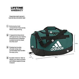 adidas Unisex Defender 4 Small Duffel Bag, Team Dark Green, One Size