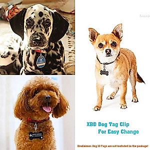 XBD Dog Tag Clips/Quick Clip with Rings/Easy Change Pet ID Tag Holder for Dog Pets Collars and Harnesses. (4 PCs Pack)