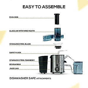 Juicer Machines, Vxdoirk 3" Wide Mouth 400W Centrifugal Juicers for Vegetable and Fruit, Juice Extractor with 3-Speed Setting, Easy to Clean, BPA Free