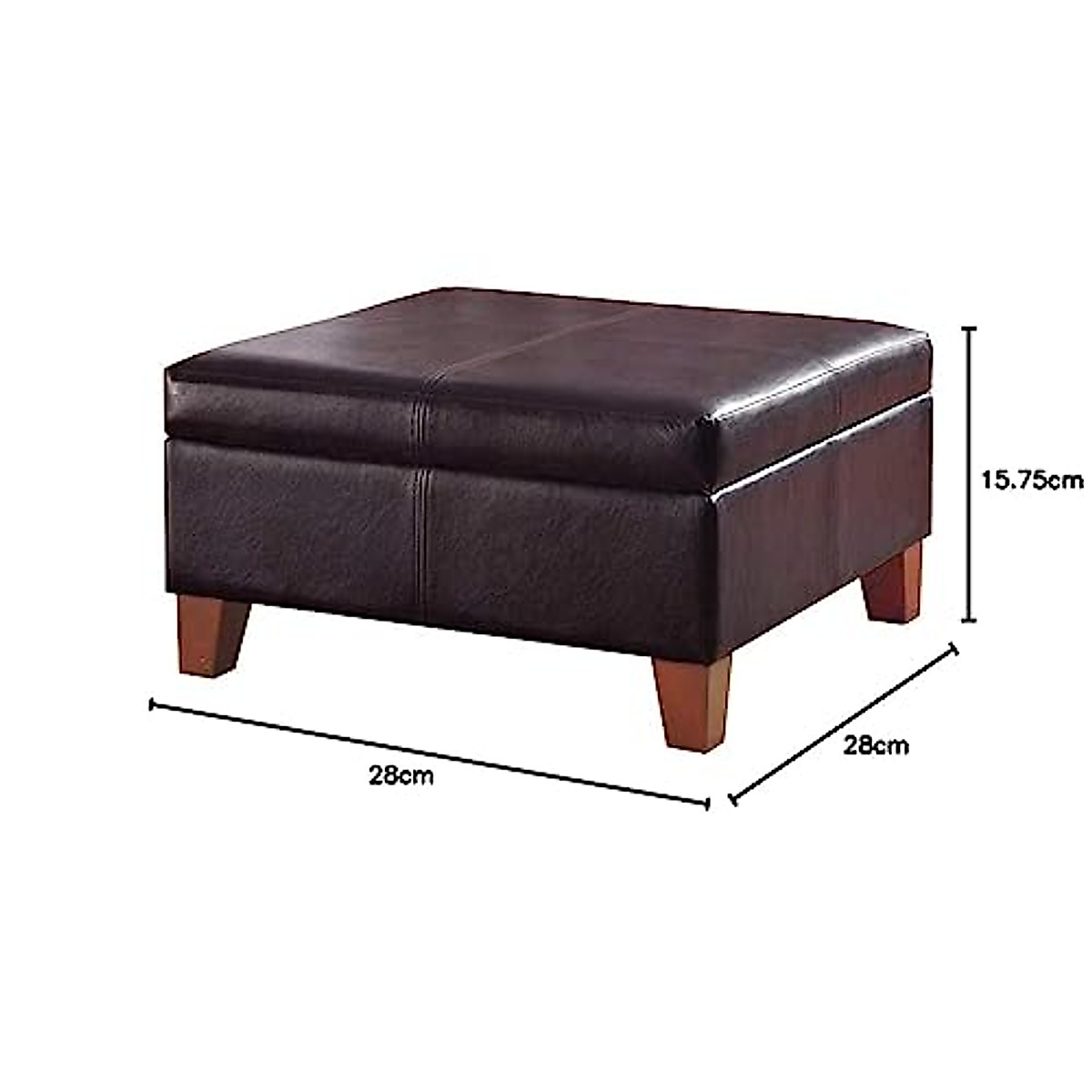 Homepop Home Decor |K2380-E155 | Luxury Large Faux Leather Square Storage Ottoman | Ottoman with Storage for Living Room & Bedroom, Distressed Brown