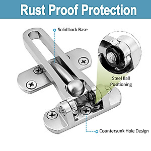 Tidorlou Door Lock Latch for Home & Hotel Security,Brushed Finish SUS-304 Stainless Steel Door Chain Lock,U-Swing Locks Front Door Locks for Kids (Silver)