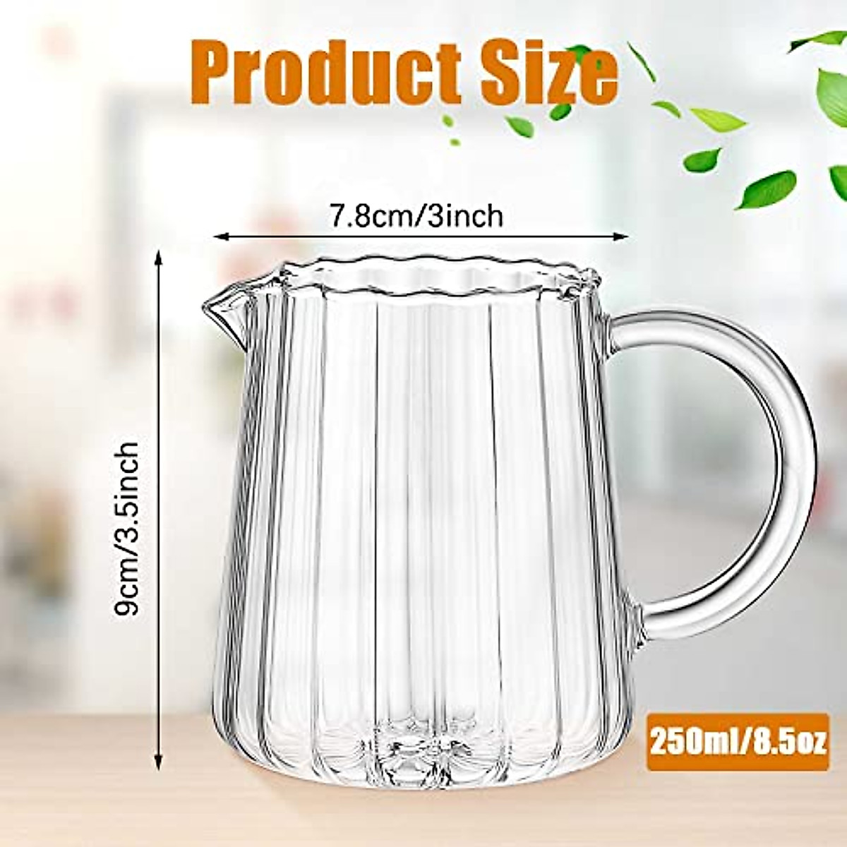 2 Pcs Small Glass Pitcher Elegant Shaped Crystal Glass Creamer Pitcher Glass Tea Pitcher Coffee Milk Creamer Pitcher Creative Milk Frothing Pitcher Milk Frother Cup Creamer Jug(Wave Style)