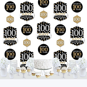 Big Dot of Happiness Adult 100th Birthday - Gold - Birthday Party DIY Dangler Backdrop - Hanging Vertical Decorations - 30 Pieces