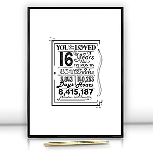 Framed Sweet 16 Birthday Decorations for Boy or Girl 12"X16" With Pen & Wall Hanger, 16th Birthday Decorations Party Favor Sign Poster, Guest Book Alternative, Jumbo Sweet 16 Card for Boys & Girls