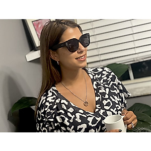 MJartoria Matching Necklaces for Couples, His and Hers Engraved Rhinestone Ring Pendant Necklace Gifts for Boyfriends Girlfriends (Silver, Her Weirdo His Crazy)