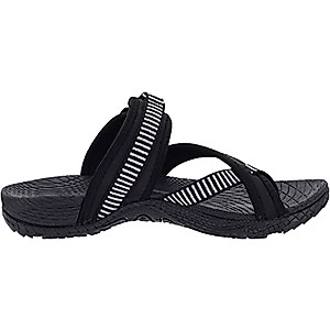 WHITIN Women's Walking Sandals with Arch Support Athletic Flip Flops Slide Size 8 Sport Casual Hiking Cushion Comfy Slide Female Beach Sandles Black 38