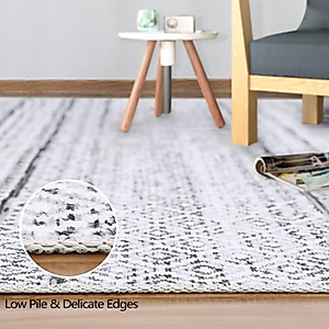 Zacoo Area Rug 9 x 12 Boho Rug Machine Washable Geometric Rug Indoor Modern Moroccan Floor Carpet Extra Large Soft Non-Slip Farmhouse Floorcover Home Decor Rug for Kitchen Living Room Bedroom, Grey