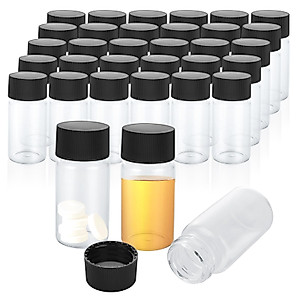 SENENQU 100 PCS 20ml (5 dram) Glass Vials Clear Small Liquid Sample Bottles with Screw Caps, 27.5mm Diameter x 57mm Length Leak-Proof Lab Sample Vials for Laboratory, Seeds