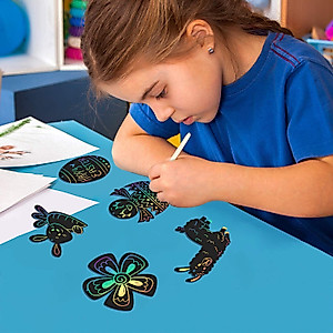 JOYIN 36 PCs Easter Rainbow Scratch Cards Craft Art Set for Kids Including Scratch Card 24 Pendants, 6 Bracelets, 6 Bunny Masks, Kids Easter Craft Kit