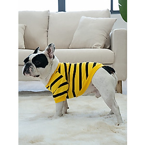 2 Pack French Bulldog Striped T Clothes T-Shirt for Medium Dogs Tee Shirts for Boston Terrier Pitbull Bichon Spring Summer Puppy Apparel, Medium, Pack of 2