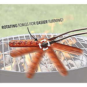 BBQ Butler Stainless Steel Hot Dog Tongs - Frank Flipper - Long Cooking Tongs - Grill Tongs - Grilling Tools - Grill Accessories - Easily Flip Food - Sausages/Brats/Kebabs/Hot Dogs