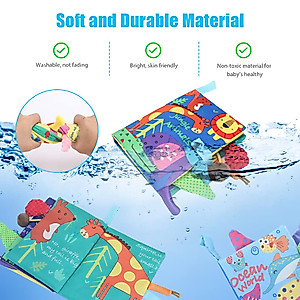 JIELISI Soft Baby Cloth Books, 3 PCS Nontoxic Fabric Soft Books for Babies Touch and Feel Crinkle Tail Books Baby Books Toys Infants & Toddler Early Development Interactive Toys, Boy Girl Unisex Gift