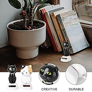 FOMIYES Birthday Gift Kids 2Pcs Car Shaking Head Cat Toys Car Dashboard Cat Figurine Statue Ornament Car Interior Decoration Solar Bobblehead Toys