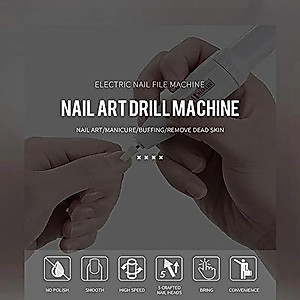 Ntpwenla Electric Nail Drill Nails Art File Electric Manicure Drill Set, Portable Nail Buffer Fingernail Grinder Kit Multi-Function Natural Toe Nail Polisher Grinding Burnishing (Multicolor, One Size)