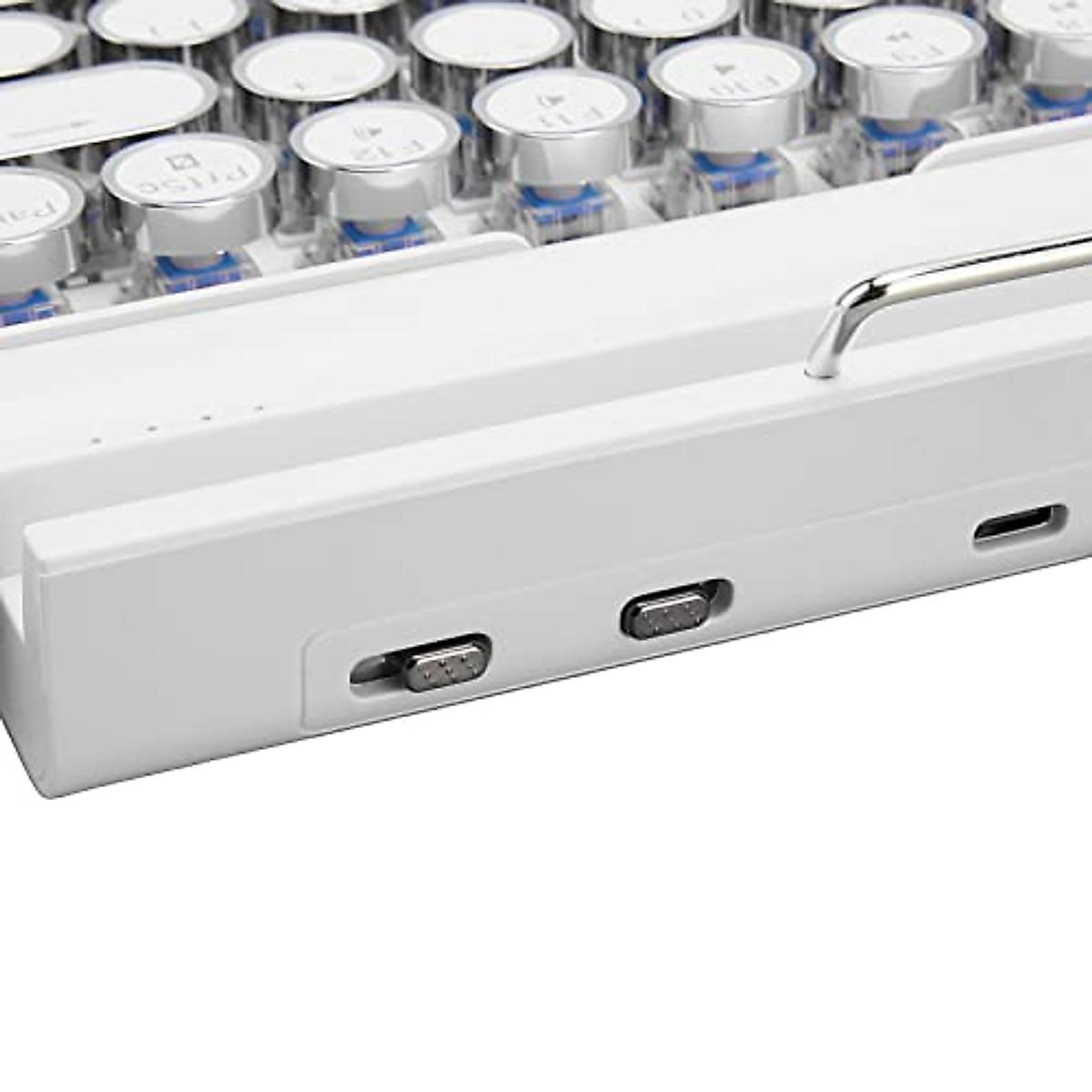 Rosvola Mechanical Keyboard, Ergonomic 83 Keys Blue Switch Round Keycaps Gaming Keyboard for Laptop (White)