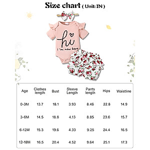 SOLOYEE Baby Girl Clothes,3PCS Ruffled Jumpsuit Tops + Floral Trousers + Floral Headband,Infant Toddler Baby Girl Suit