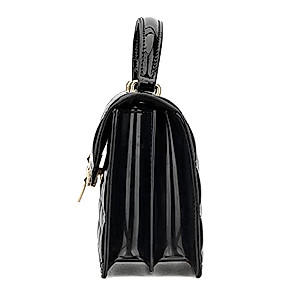 Olivia Miller Women's Fashion Yara PVC Jelly Black Crossbody Bag w Top Handle n Detachable Chain, Evening Casual Purse Handbag