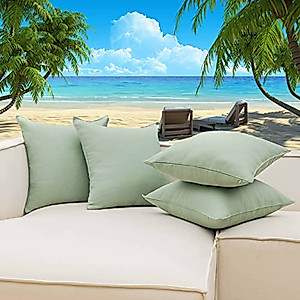 Home Brilliant Sunbrella Outdoor Throw Pillows for Patio Furniture Waterproof Decorative Pillow Covers 20x20 Inch, 50x50cm, Set of 4, Sage Green