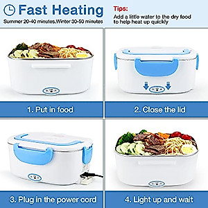 FVW Electric Lunch Box Food Warmer 2 in 1, Portable Food Heater for Car and Home - Leak proof, Lunch Heating Microwave for Truckers with Removable Stainless Steel Container 1.5 L, 110V/12V