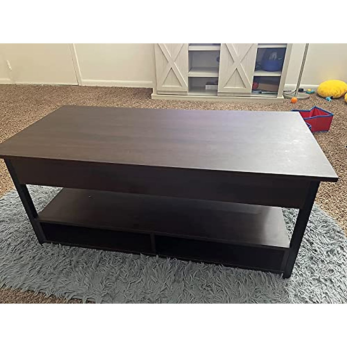 Winkalon Coffee Table, Lift Top Coffee Table with Storage Shelf and Pop up Adjustable Lift Tabletop, 41.7" Wood Coffee Tables for Living Room with 2 Drawers and Hidden Compartment(Espresso Coffee)