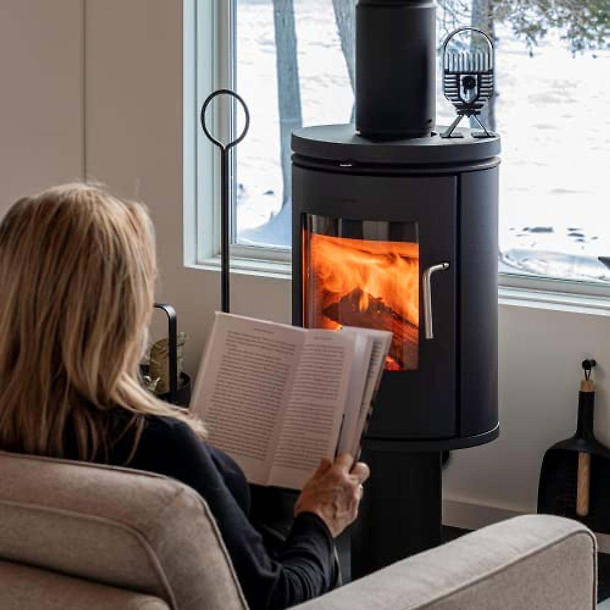 Ecofan® AirDeco I, Superior Performance Stove Fan, Heat Powered, Contemporary Style. Low Start Temperature, 160CFM Black Blade, Mid-Sized