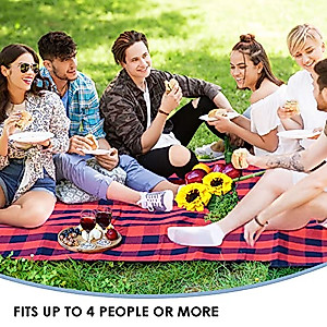 Extra Large 87'' X 67'' Picnic Blanket Waterproof, Portable Picnic Mat, Sandproof Beach Mat, Outdoor Rug for Camping, Red Checkered