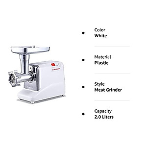 Sunmile SM-G50 ETL Electric Meat Grinder - Max 1.3 HP 1000W Heavy Duty Meat Mincer Sausage Grinder - Metal Gears, Reverse, Circuit Breaker, Stainless Steel Cutting Blade and Plates, 1 Sausage Stuffs