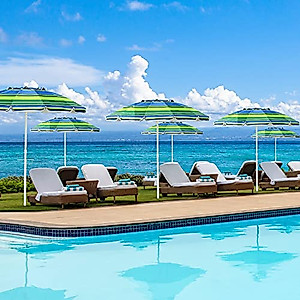 Yescom 6 Ft Striped Outdoor Beach Umbrella UV Protection Sunshade Tilt Sand Anchor Backyard Camp Trip Parasol