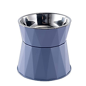 FUUIE Bowls for Food and Water Stainless Steel Double-Layer Pet Drinking Water Bottle Neck Food Bowl (Color : Blue)