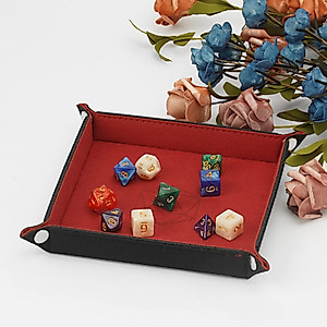KISLANE Dice Tray 4 Pieces Folding Dice Tray, Felt Dice Tray Holder for DND, RPG, MTG and Other Board Games (Violet, Coffee, Green and Red)