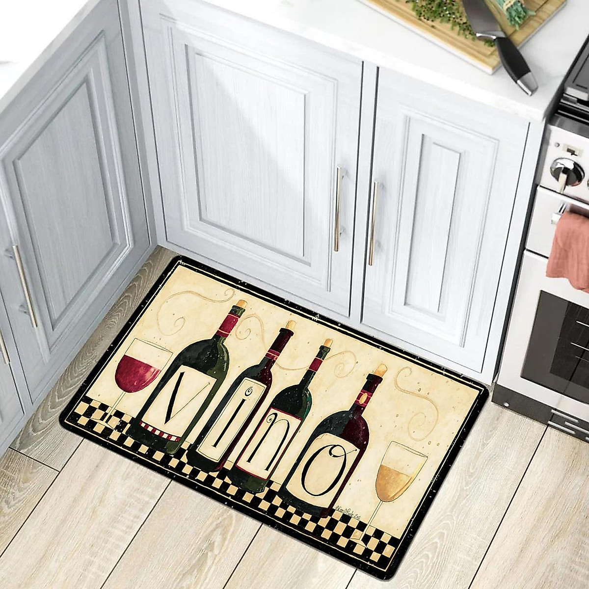 Wine Novelty Anti-Fatigue Kitchen Mat, Cooking & Standing Relief, Memory Foam & Skid-Resistant, 24x36in