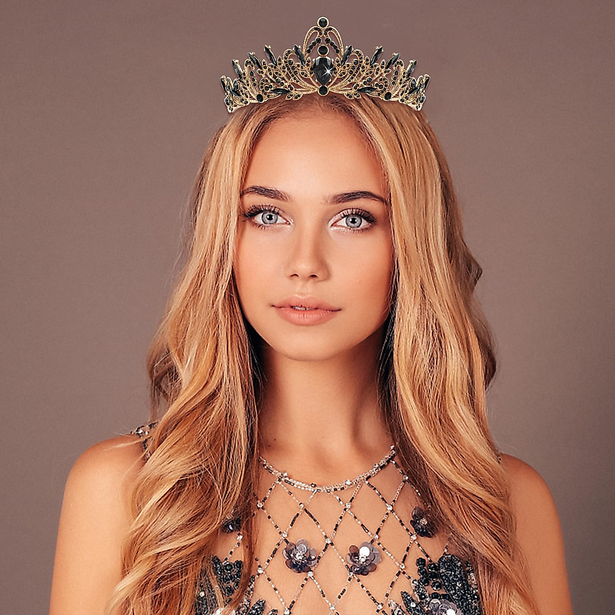 ANBALA Black Crowns for Women Tiaras for Wedding Tiaras and Crowns Crystal Princess Crown for Birthday Halloween