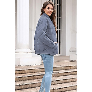 ETCYY Women's Causal Lightweight Quilted Jackets Long Sleeve Oversized Warm Winter Zip Up Coat with Pockets