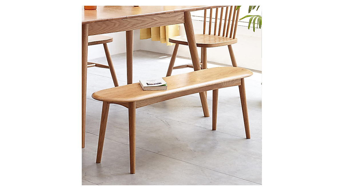 Bamskov Oak Wood Bench - Modern Entryway & Dining Seating