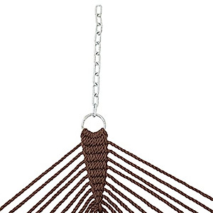 Sunnydaze Polyester Rope Hammock, Large Double Wide Two Person with Spreader Bars - for Outdoor Patio, Yard, and Porch - Mocha