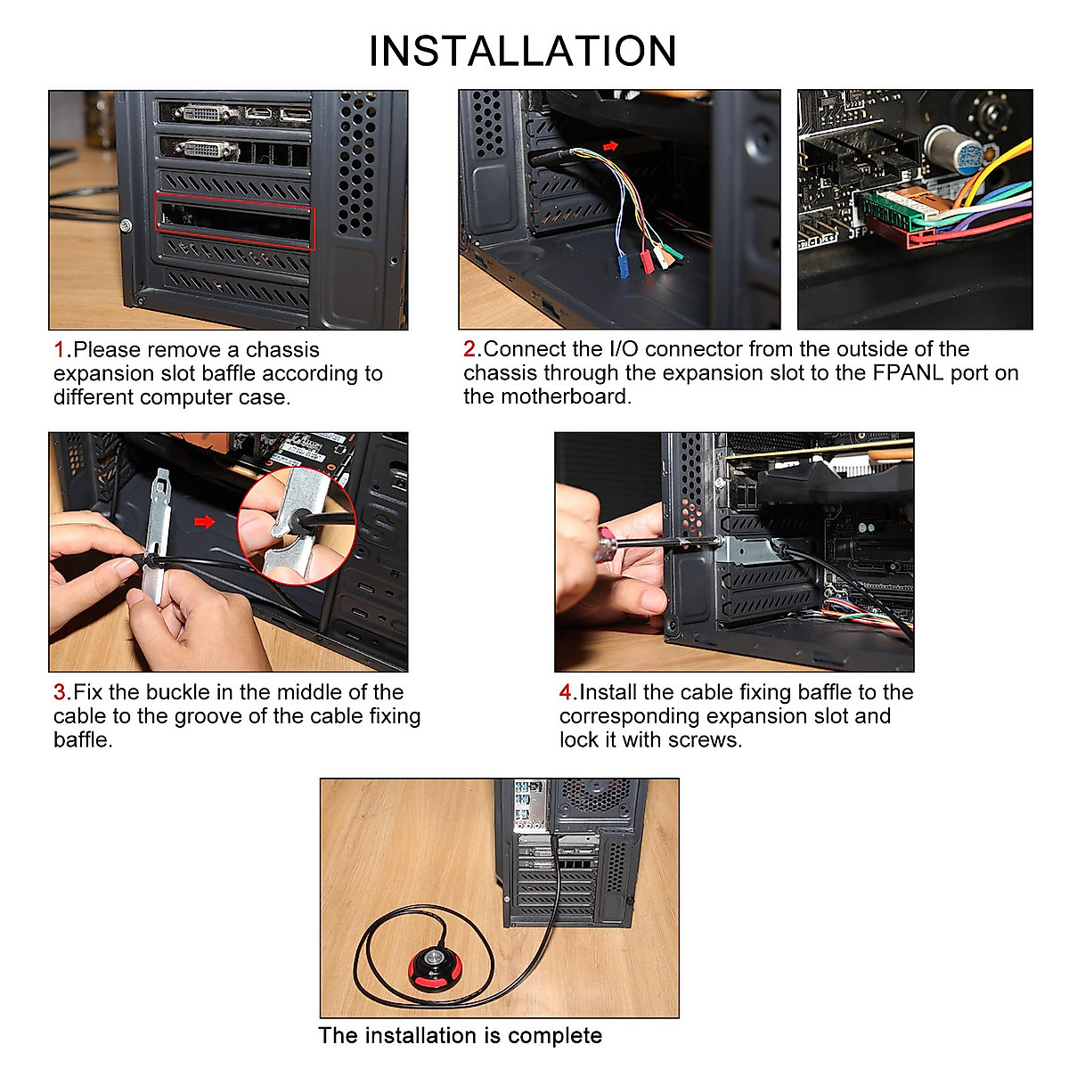 Vetroo Desktop PC Computer Case Power Supply On/Off Reset HDD Push Button with Blue LED Lights 1.6m Extension Cables Reset Switch
