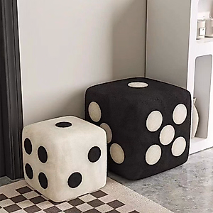 TALFEHR Shoes Stool Footstool Dice Design for Entrance,Soft Comfortable Small Foot Stool Floor Chair, Rest Stool for Living Room Decoration Entryway Stool (White,12in)