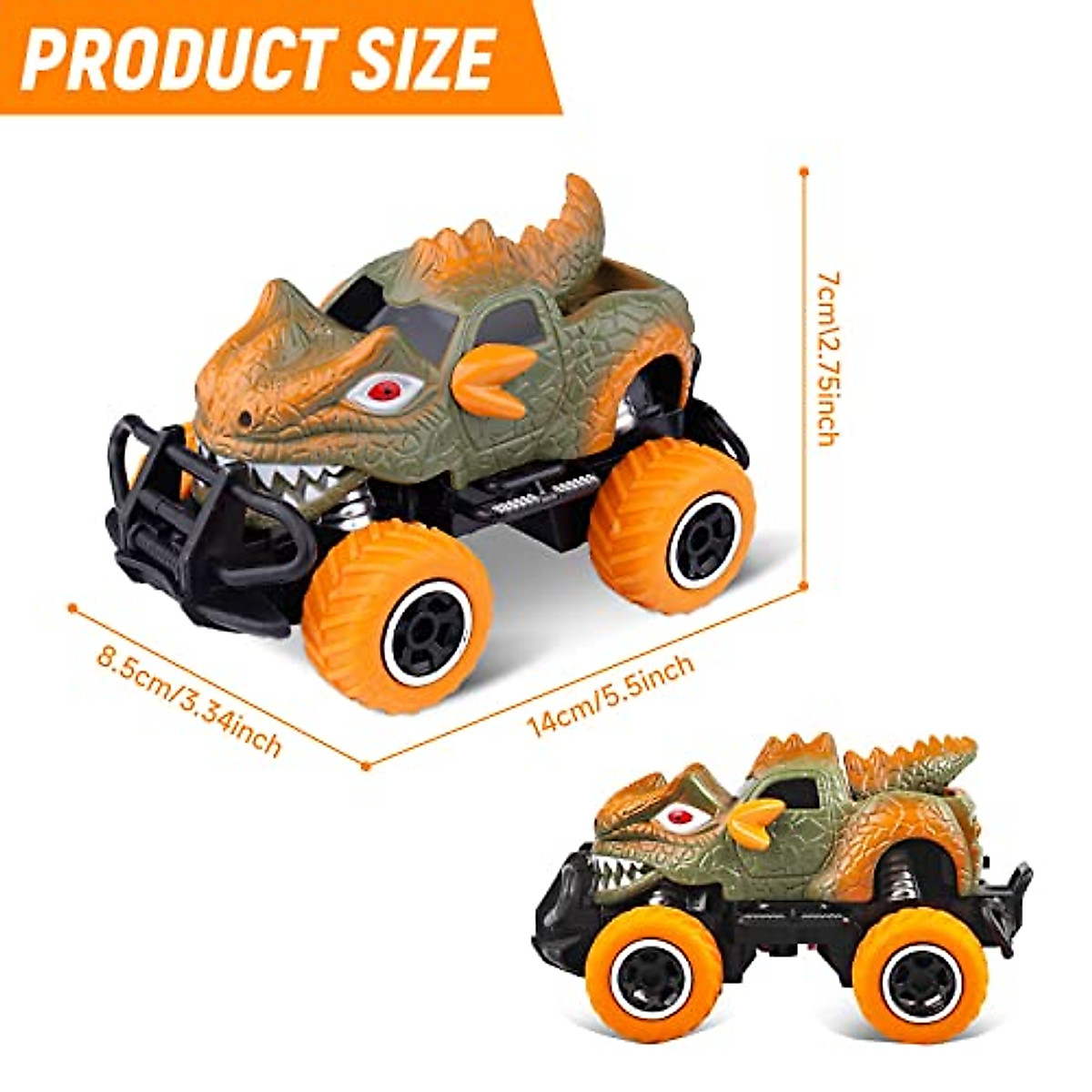 Dinosaur Remote Control Cars Toys for Boys Kids, Remote Control Dinosaur Car Toys, RC Dinosaur Truck Toys, Mini Dino Car Toys with 4-Channel Off-Road RC Race Cars for Toddlers Birthday Gifts