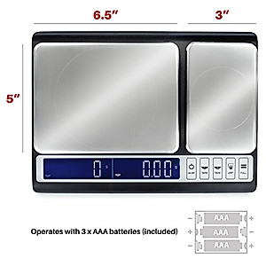 Smart Weigh Culinary Kitchen Scale 10 kilograms x 0.01 grams, Digital Food Scale with Dual Weight Platforms for Baking, Cooking, Food, and Ingredients