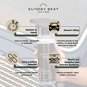 Sunday Best Car Care | Tire Dressing Shine & Protectant , Vinyl, Rubber & Plastic, Long Lasting Easy Spray or Wipe on Application, Commercial Grade Water Based Solution (16oz)