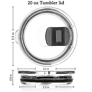 20 oz Magnetic Lid for Tumbler - Compatible with YETI Rambler, Ozark Trail, Old Style Rtic and More, Magnetic Slider Switch Spill Proof Tumbler Cover (20Oz Pack of 2 Black)