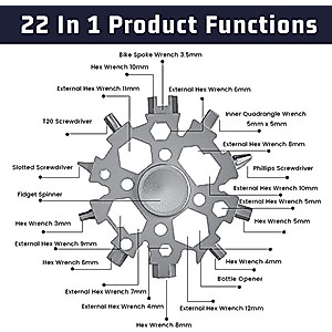 Stocking Stuffers for kids, 23 in 1 Snowflake Multitool Funny Christmas Gifts for Men, dads, teens, adults (Silver)