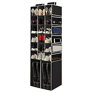 Tidy Zebra Extra Sturdy Hanging Shoe Shelves Holder 20 Shelf Shoes & Tall Boot Storage Pockets Shoe Rack Organizer for Bedroom Closet Kids Room Organization, Best 20 Cubby Shoe Storage Solution