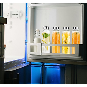 NIKKIER Clear Glass Bottles with Lids 6pcs Set 18oz,Reusable Glass Water Bottle with Stainless Steel Cap, 100% Leak Proof,Can be Used for Fruit Juice, Tea, Water, etc